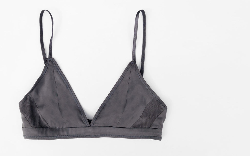 Kent Zap Slate Silk and Mesh Bra | Kindred Black