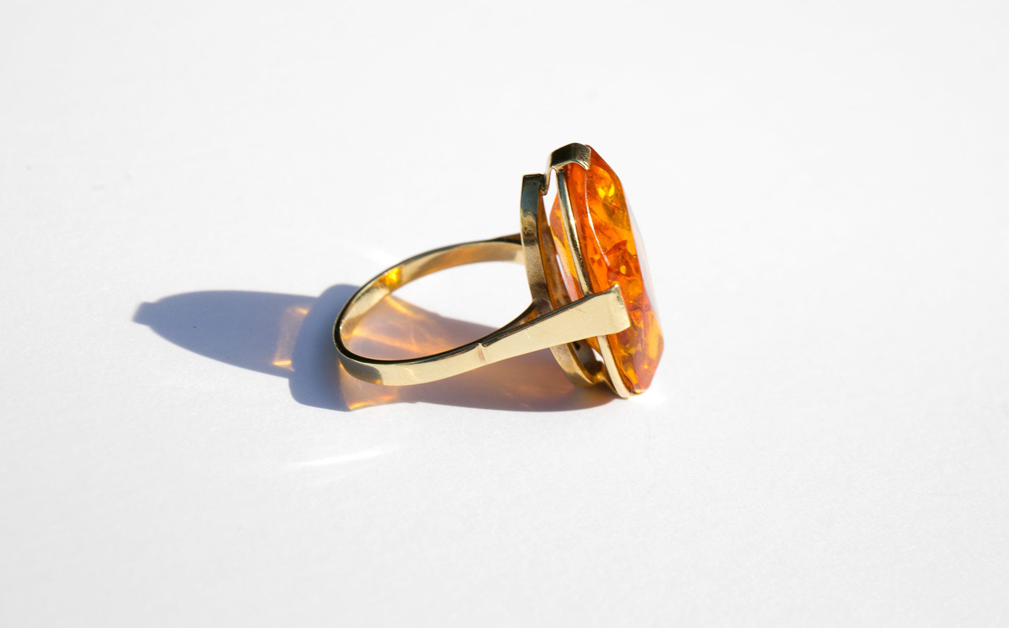 Amber and 14K Gold Cocktail Ring | Kindred Black