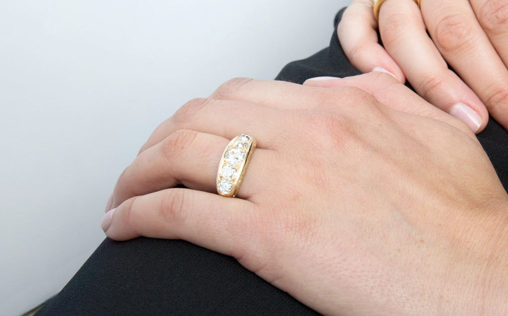 Handmade Mine Cut 5 Stone Diamond Ring | Kindred Black