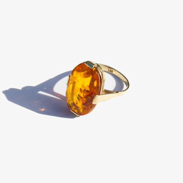 Amber and 14K Gold Cocktail Ring | Kindred Black